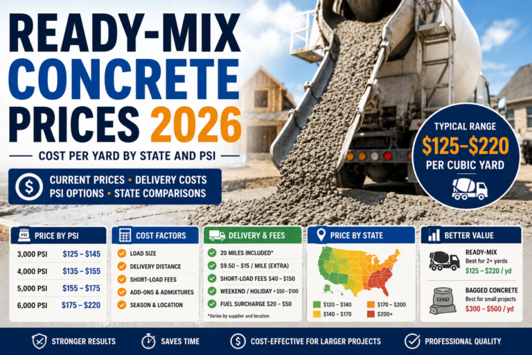 Ready Mix Concrete Prices 2026: Cost Per Yard by State and PSI